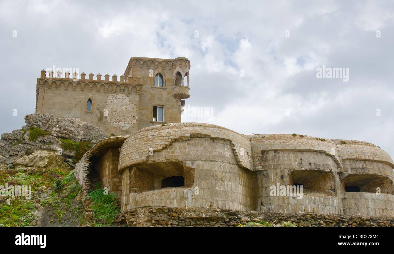 Spanish civil war disused bunkers and machine-gun nests in front of the ...