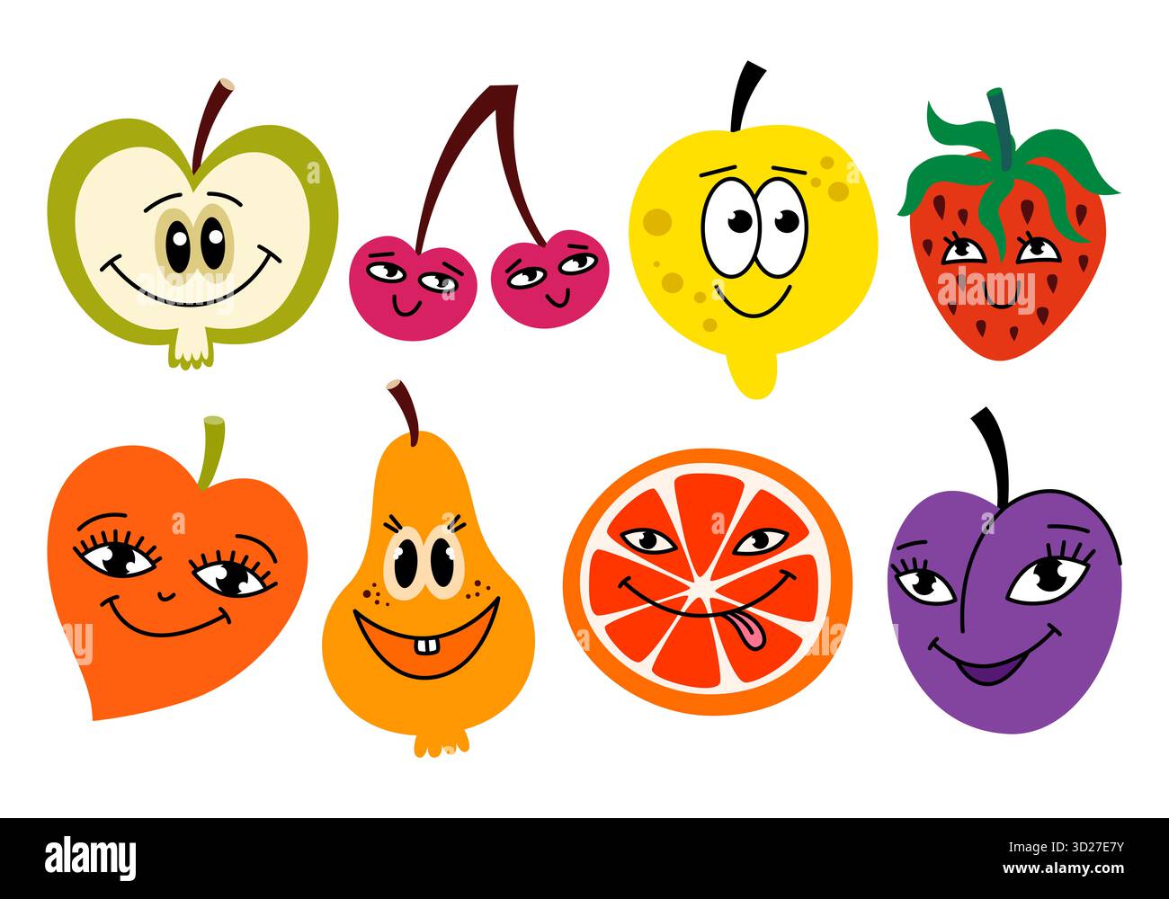 Set funny apple characters Cut Out Stock Images & Pictures - Alamy