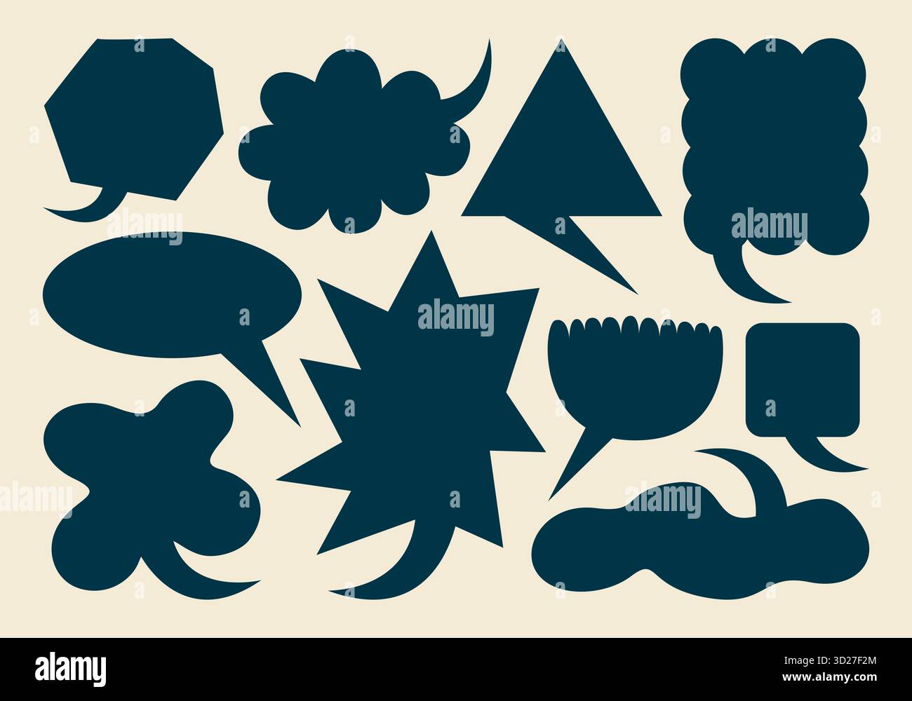 Speech bubble shapes. Abstract silhouettes, comic clouds, messages ...