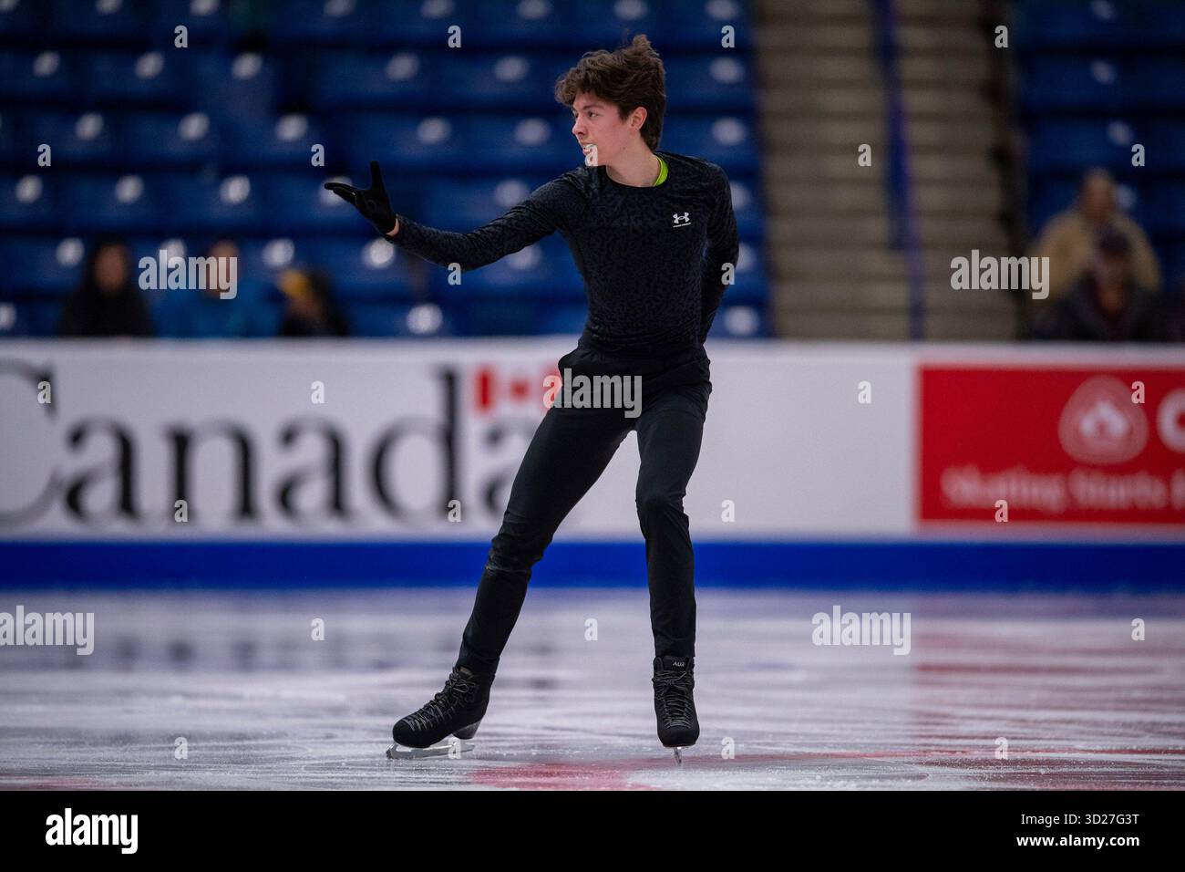 Canada's Aleksa Rakic skates during a practice for the 2025 Skate ...