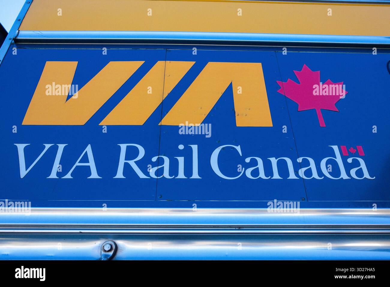 The Via Rail train logo on a passenger train Stock Photo - Alamy