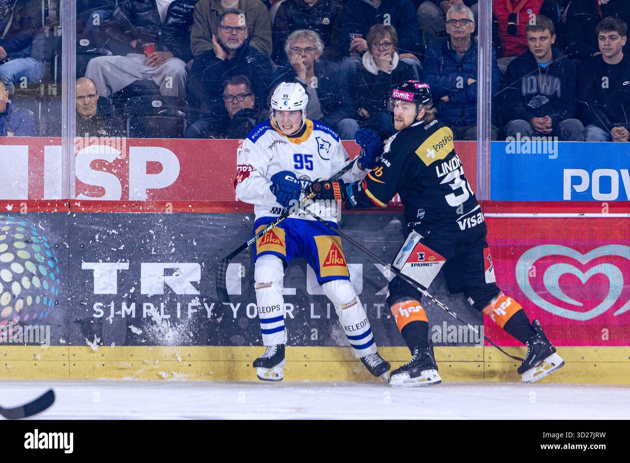 Colin Lindemann #95 (EV Zug) and Anton Lindholm #37 (SC Bern) - October ...