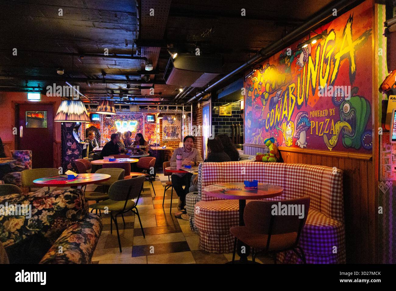 Interior of Bunga 90 themed 90s restaurant and bar, Covent Garden ...
