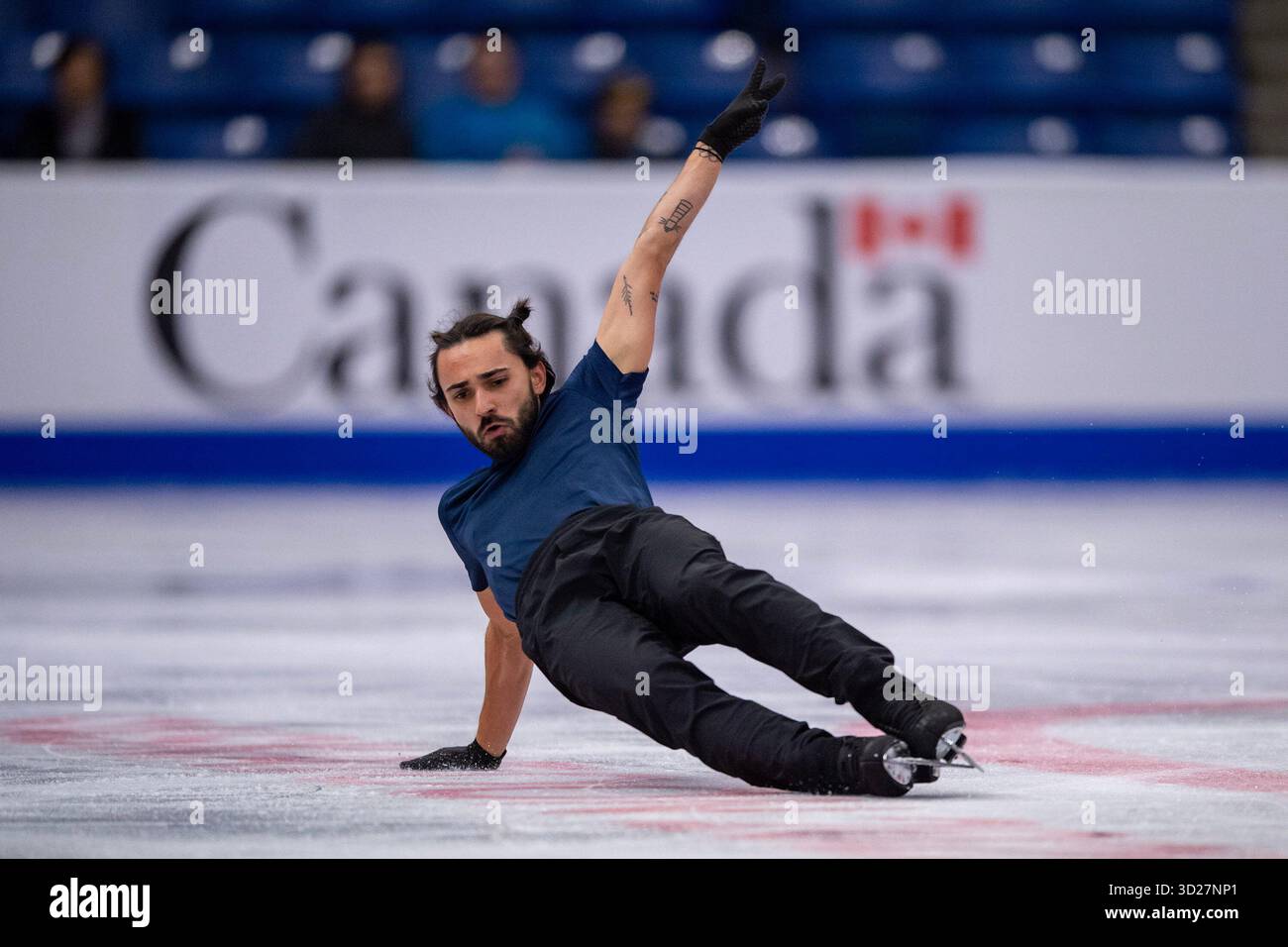 France's Kevin Aymoz skates during a practice for the 2025 Skate Canada ...
