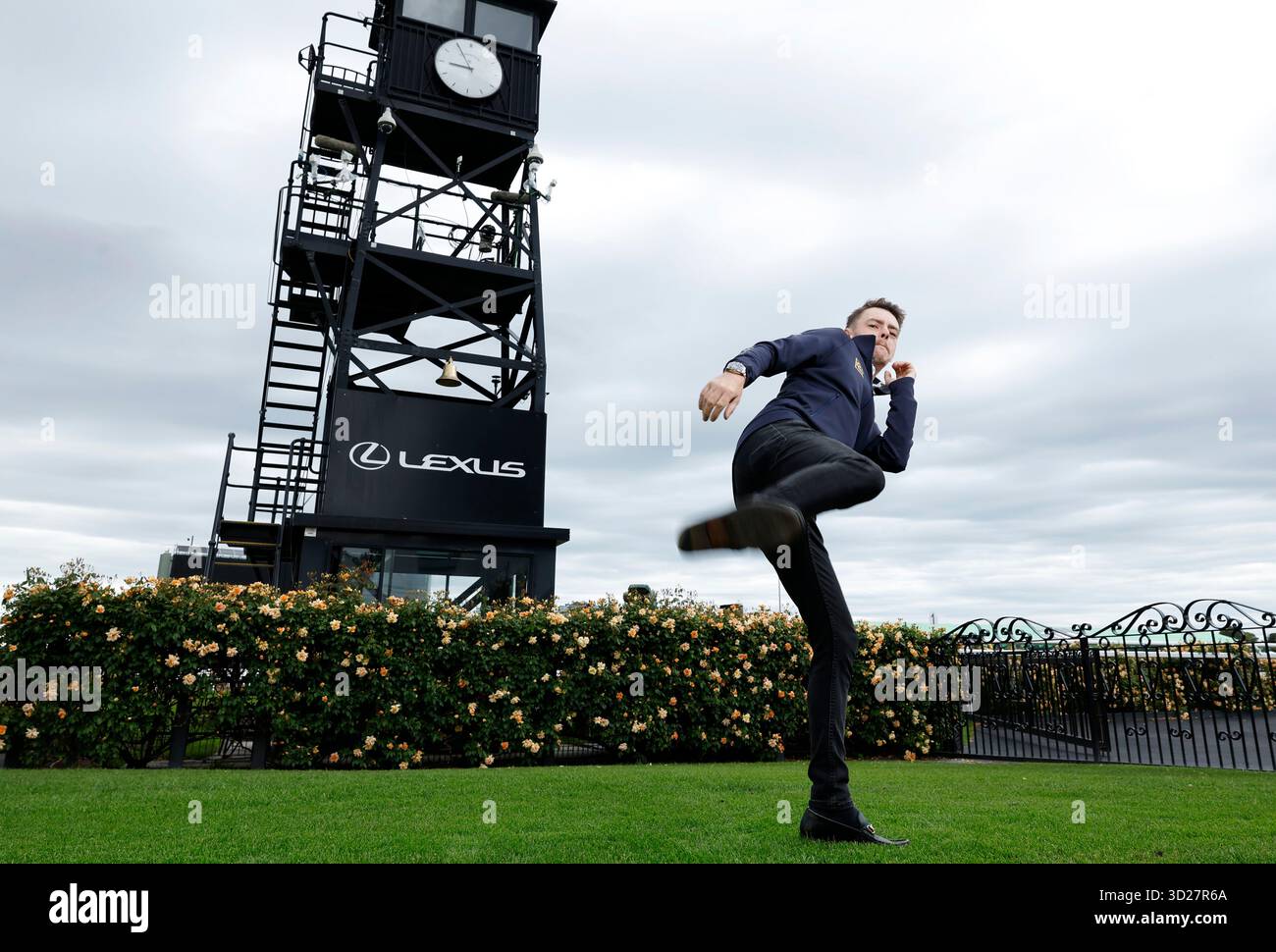 Winning jockey of the 2024 Melbourne Cup Robbie Dolan poses for a photo ...