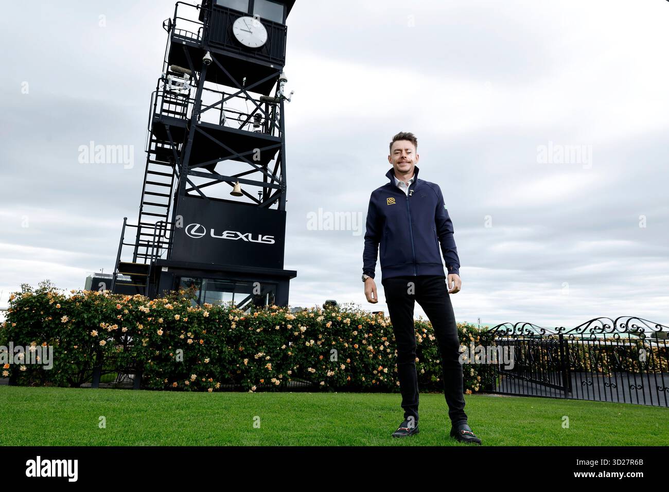 Winning jockey of the 2024 Melbourne Cup Robbie Dolan poses for a photo ...