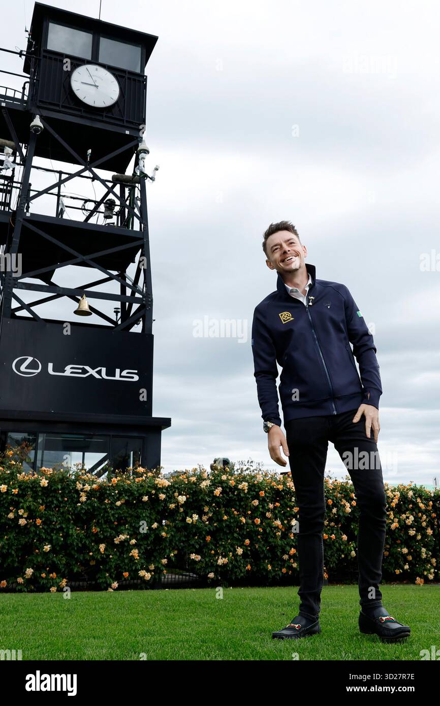 Winning jockey of the 2024 Melbourne Cup Robbie Dolan poses for a photo ...