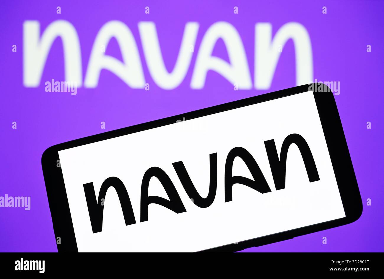 In this photo illustration, a Navan logo is seen on a smartphone and in ...