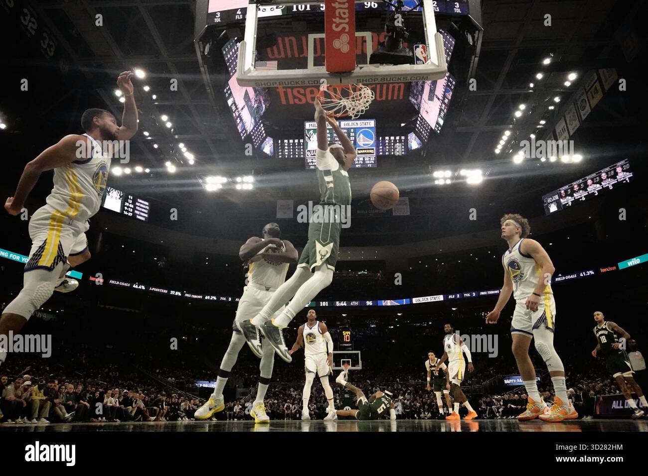 Milwaukee Bucks' Myles Turner dunks during the second half of an NBA ...