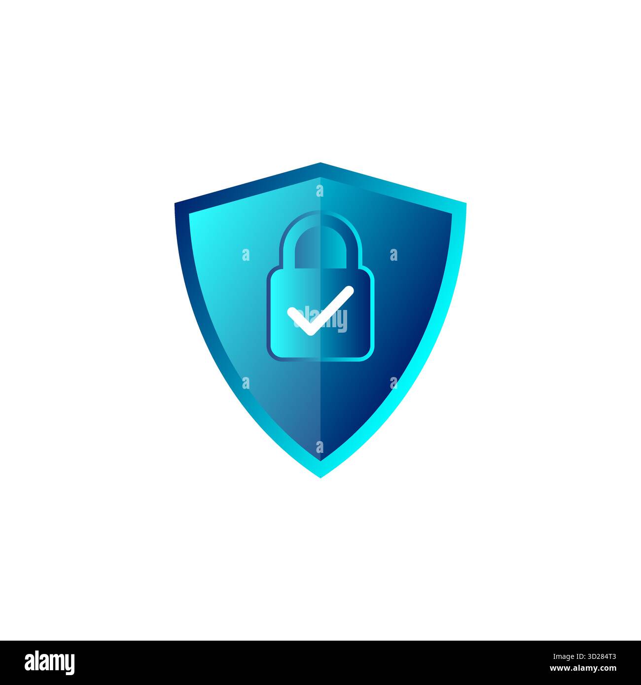 Blue gradient shield with lock and check mark representing security ...