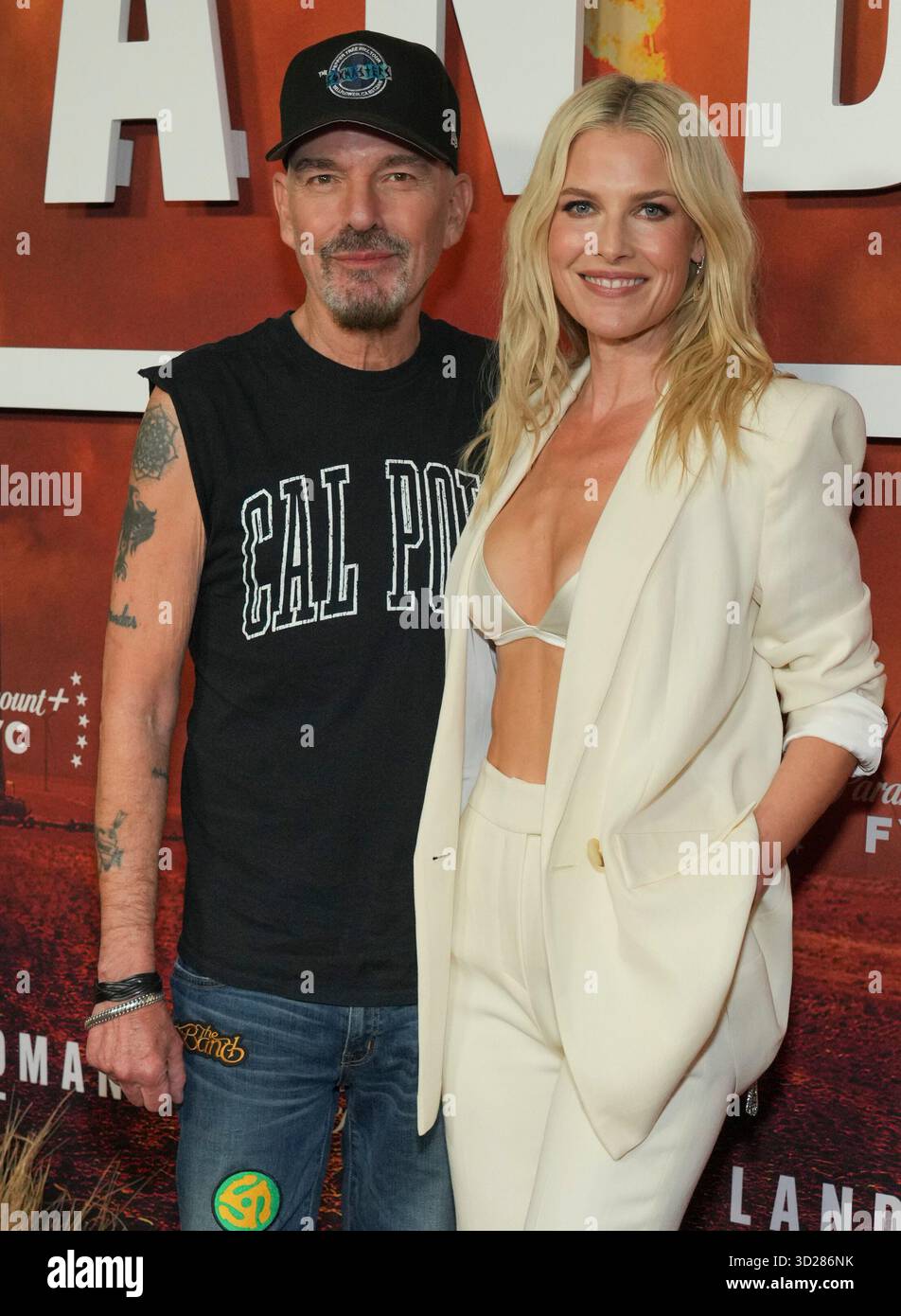 Billy Bob Thornton, left, and Ali Larter attend the Landman Season 2 ...