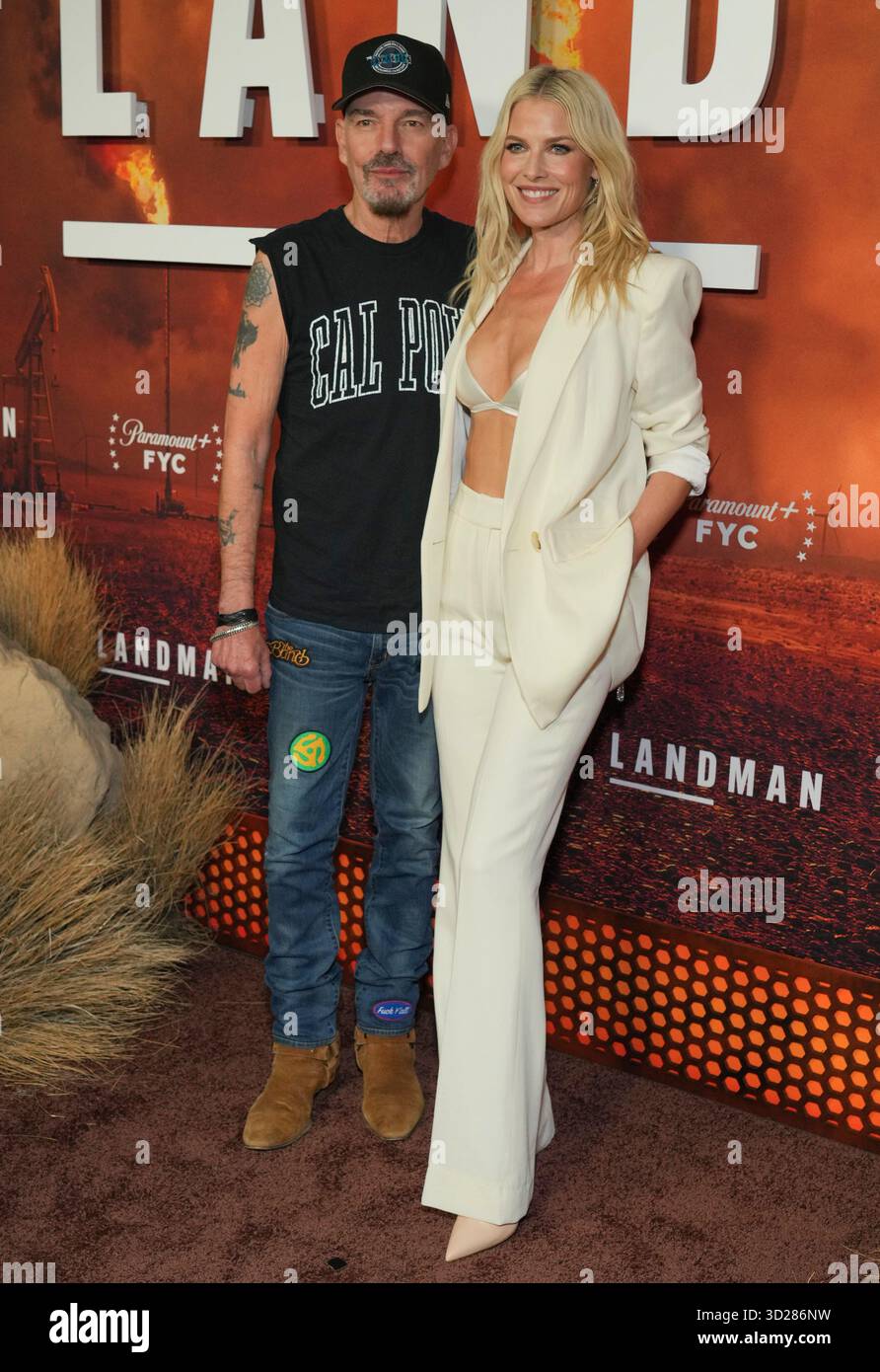 Billy Bob Thornton, left, and Ali Larter attend the Landman Season 2 ...