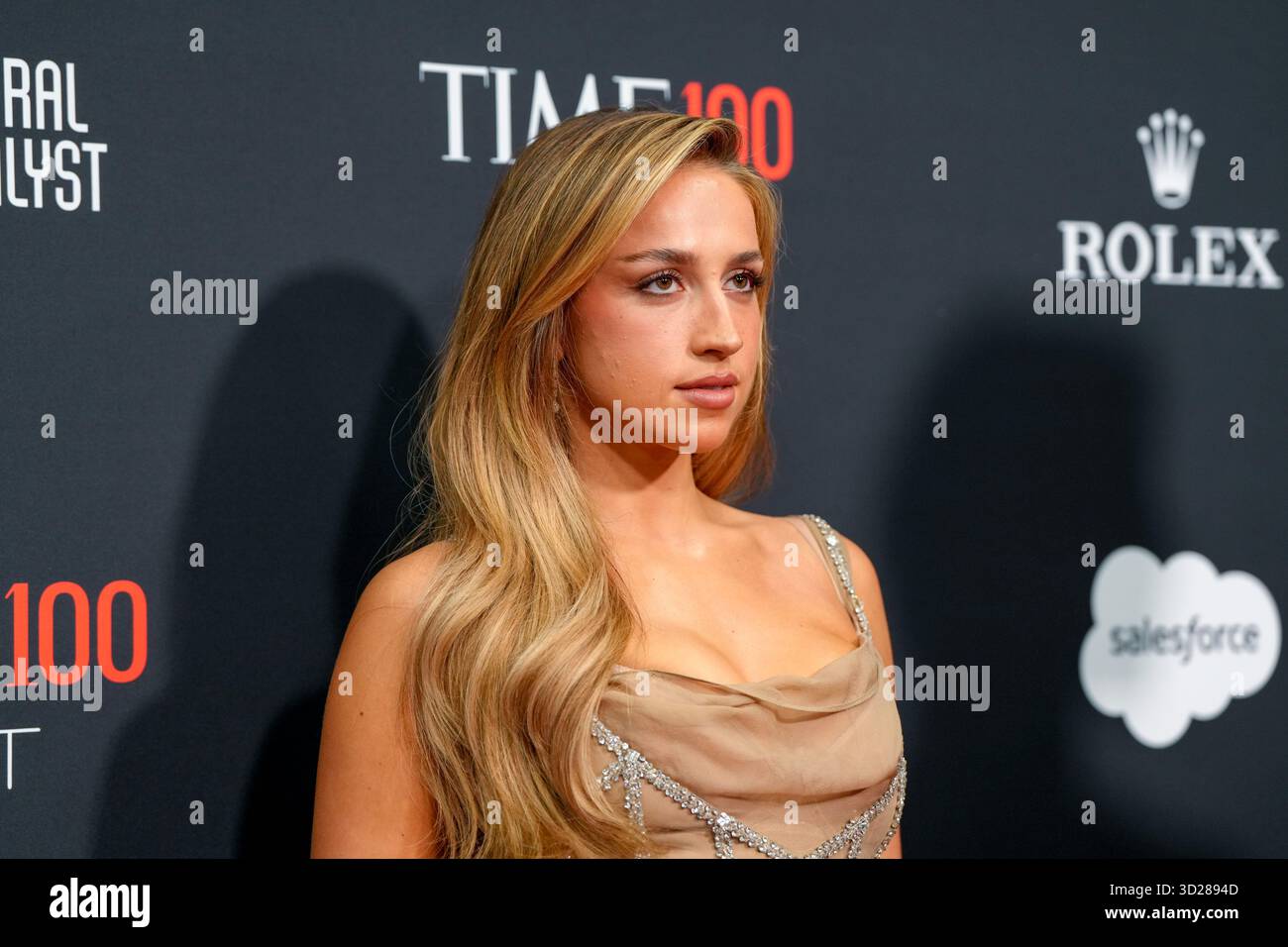 Tate McRae attends the 2025 Time 100 Next, held at Current Pier 59 in ...