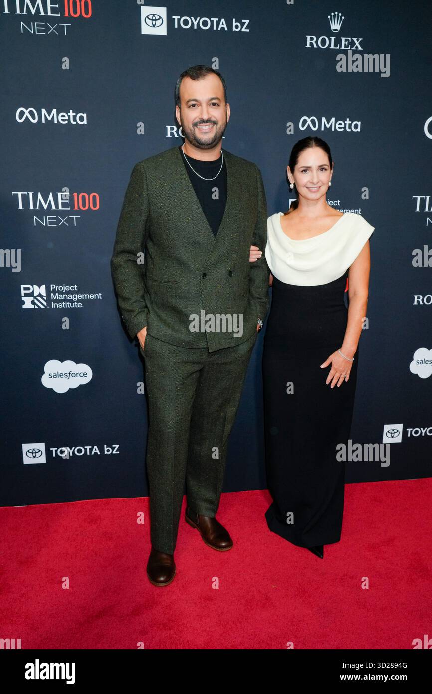 Arjav Ezekiel, Tracey Malechek-Ezekiel attends the 2025 Time 100 Next ...
