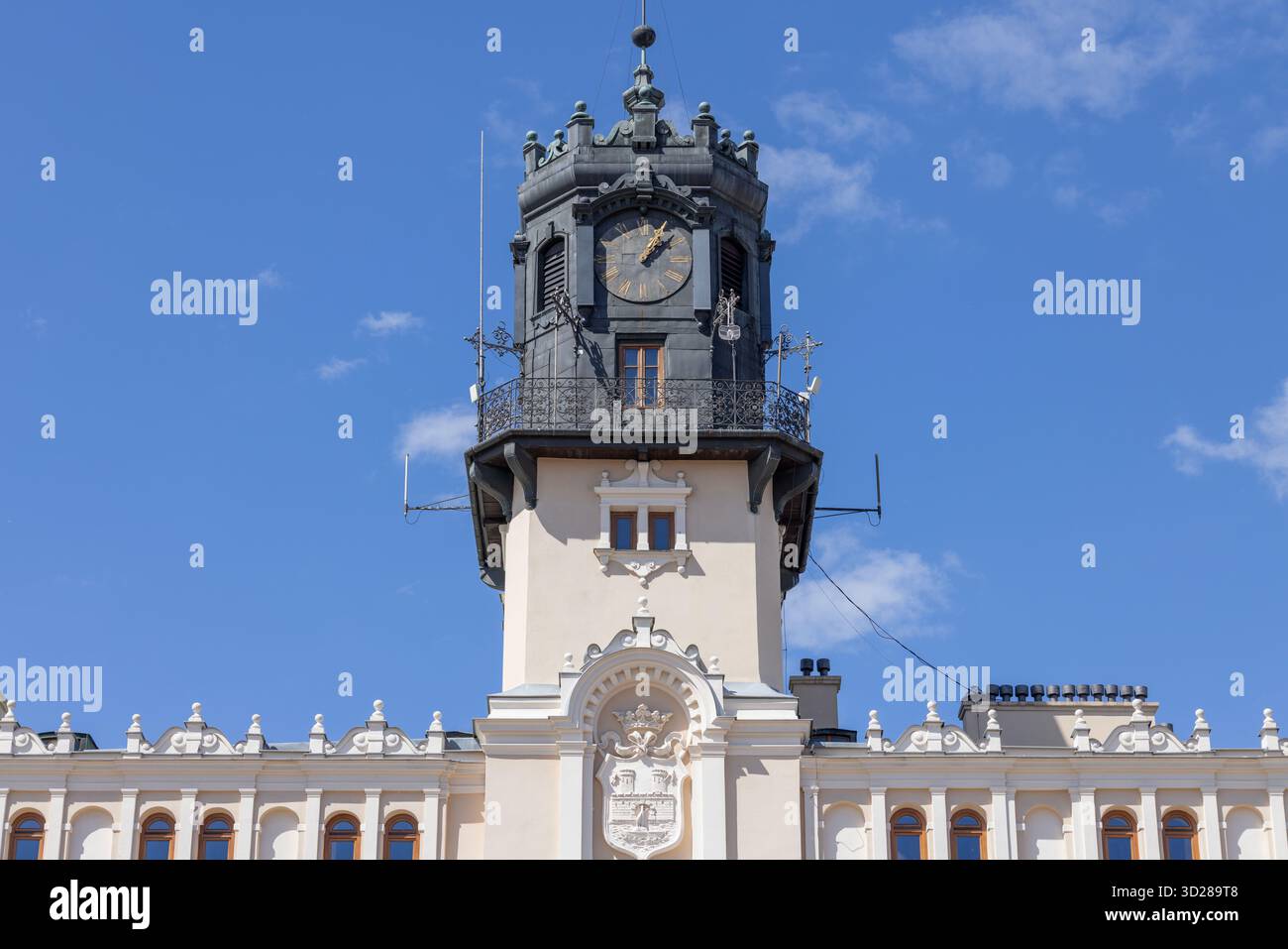 Jaroslaw, Poland - April 26, 2025: Clock tower featuring Viennese ...