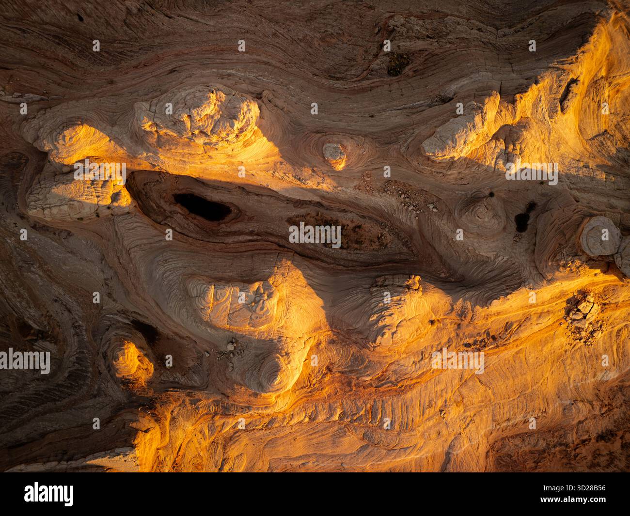 Top-down view of an orange sandstone formation at sunrise in Utah Stock ...