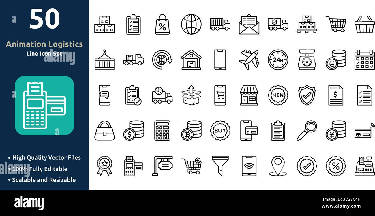 Animation logistics icon set hi-res stock photography and images - Alamy