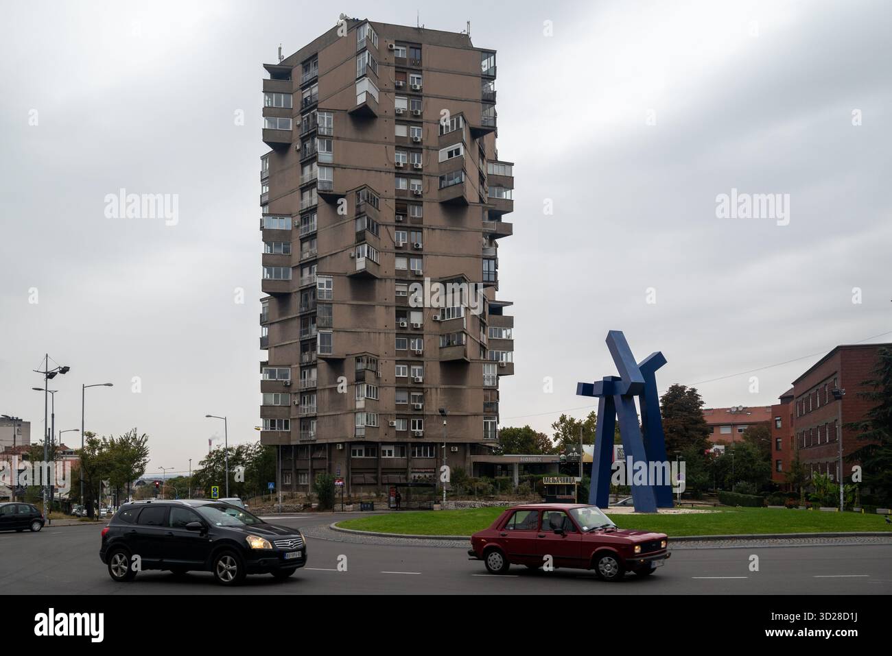 Karaburma Residential Housing Tower or Toblerone building in Belgrade ...