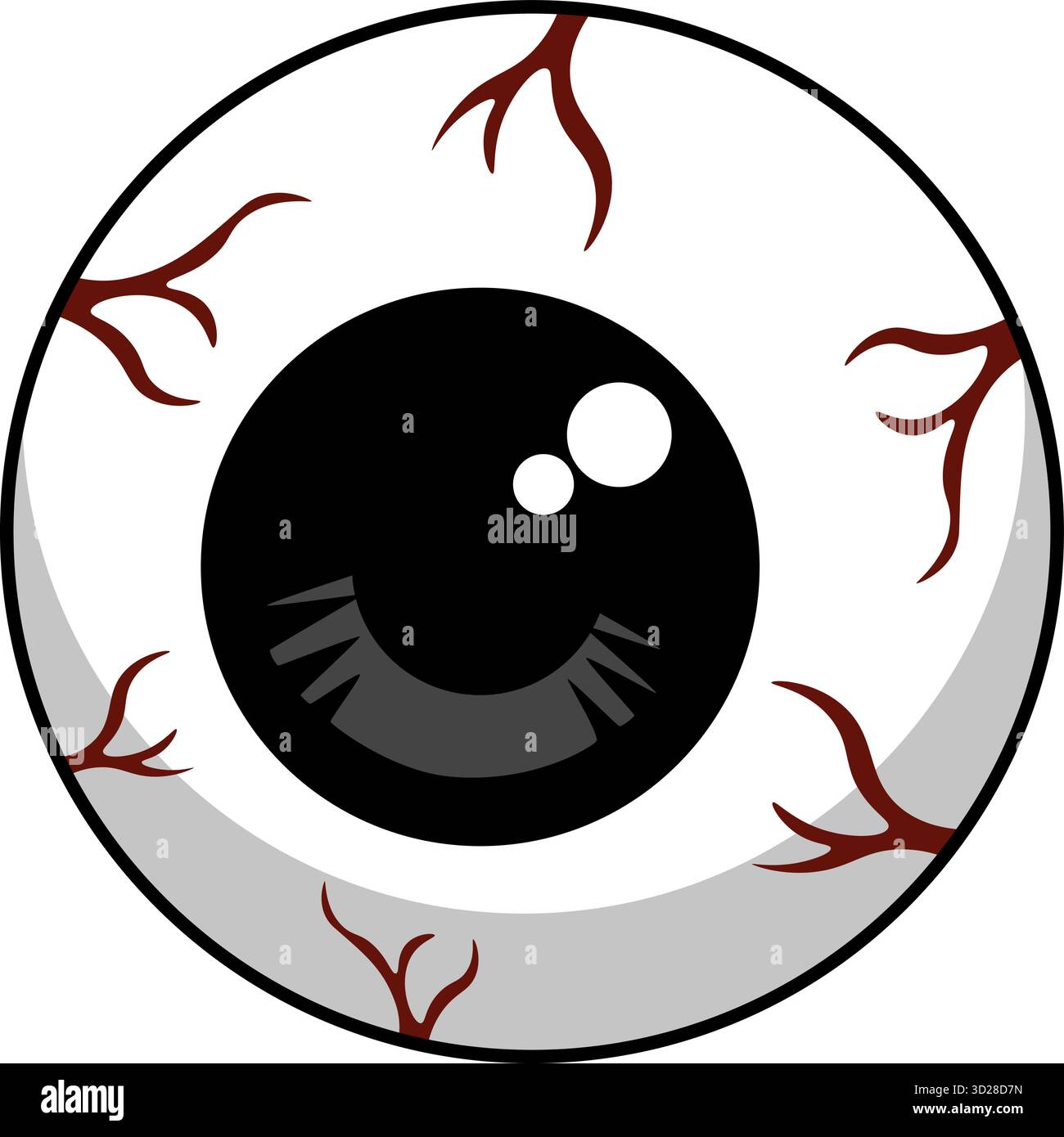 Stylized cartoon eye with a large black pupil, white sclera, and ...