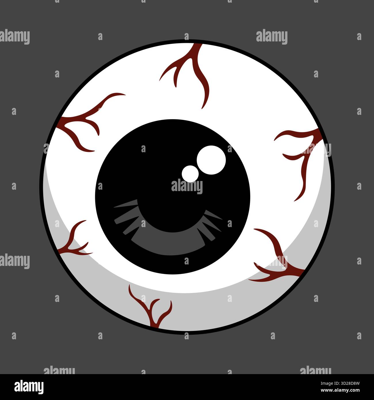 Stylized cartoon eye with a large black pupil, white sclera, and ...