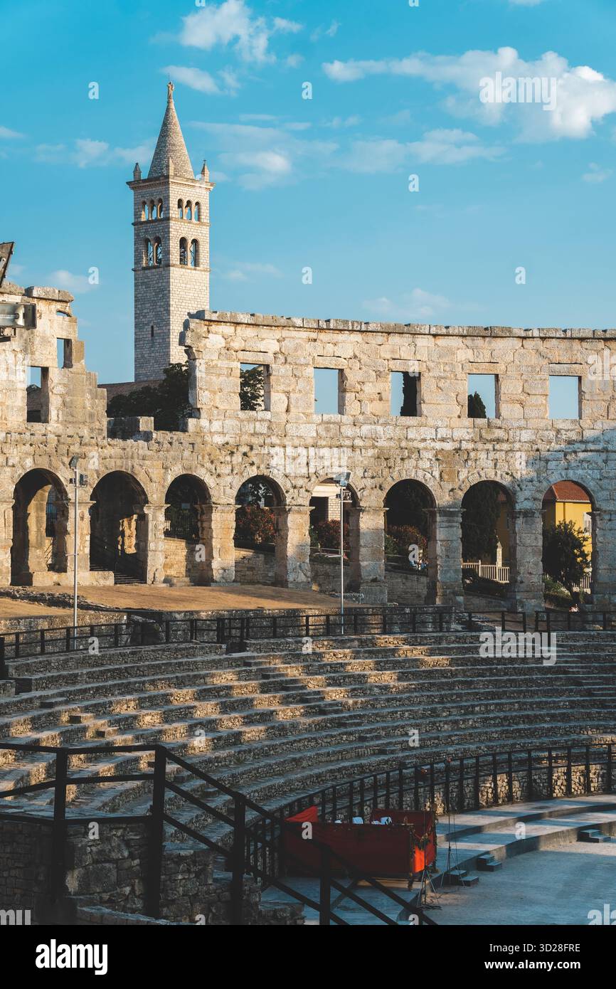 Pula, Croatia July 26, 2022: View of the Pula Arena interior with ...