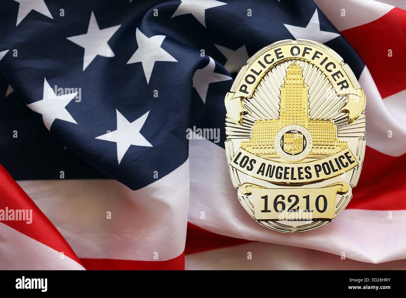 KYIV, UKRAINE - SEPTEMBER 17, 2025 US LAPD Police officer badge on ...