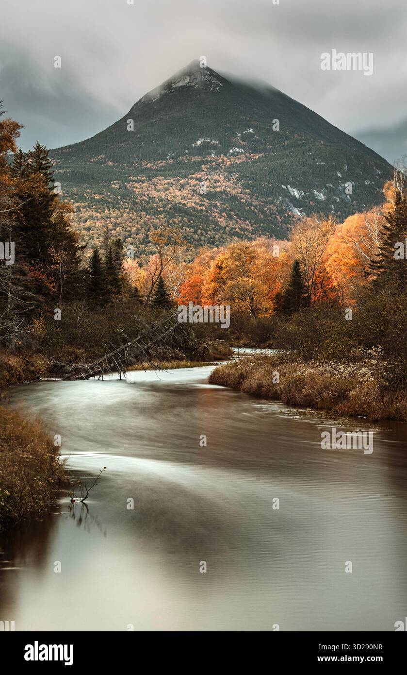 Doubletop Mountain in Baxter Park Maine at the height of fall Stock ...