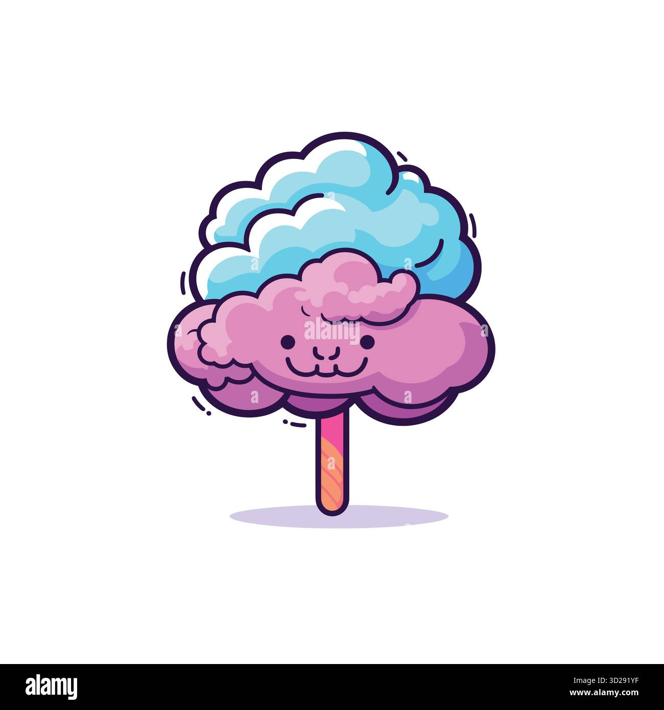 Cute cotton candy with smiling face and two different colors on white ...