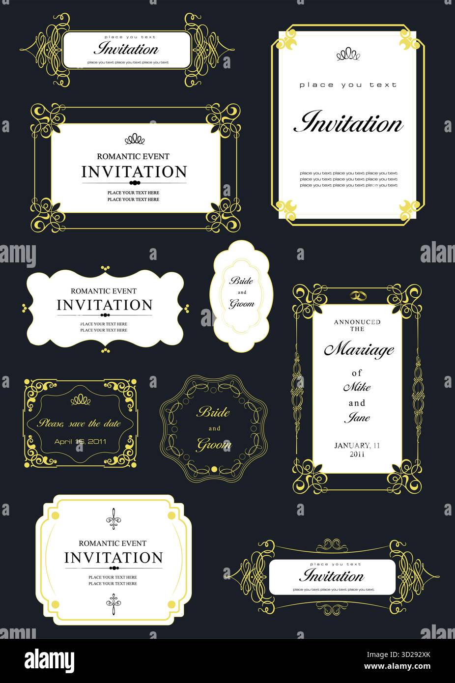 Elegant wedding invitation card featuring Stock Vector Images - Alamy