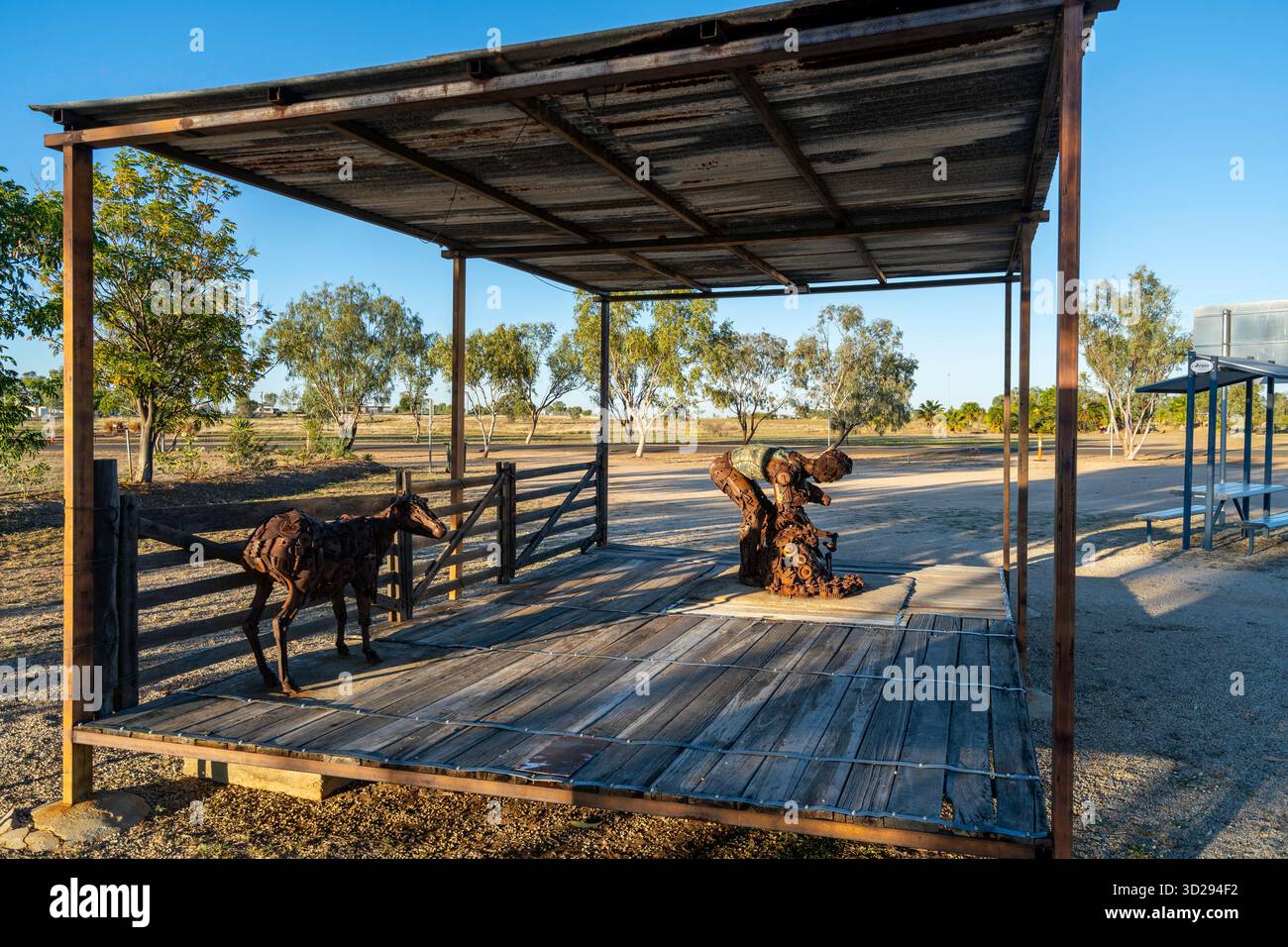 Sculpture of shear shearing sheep, Muttaburra, Queensland, Australia ...