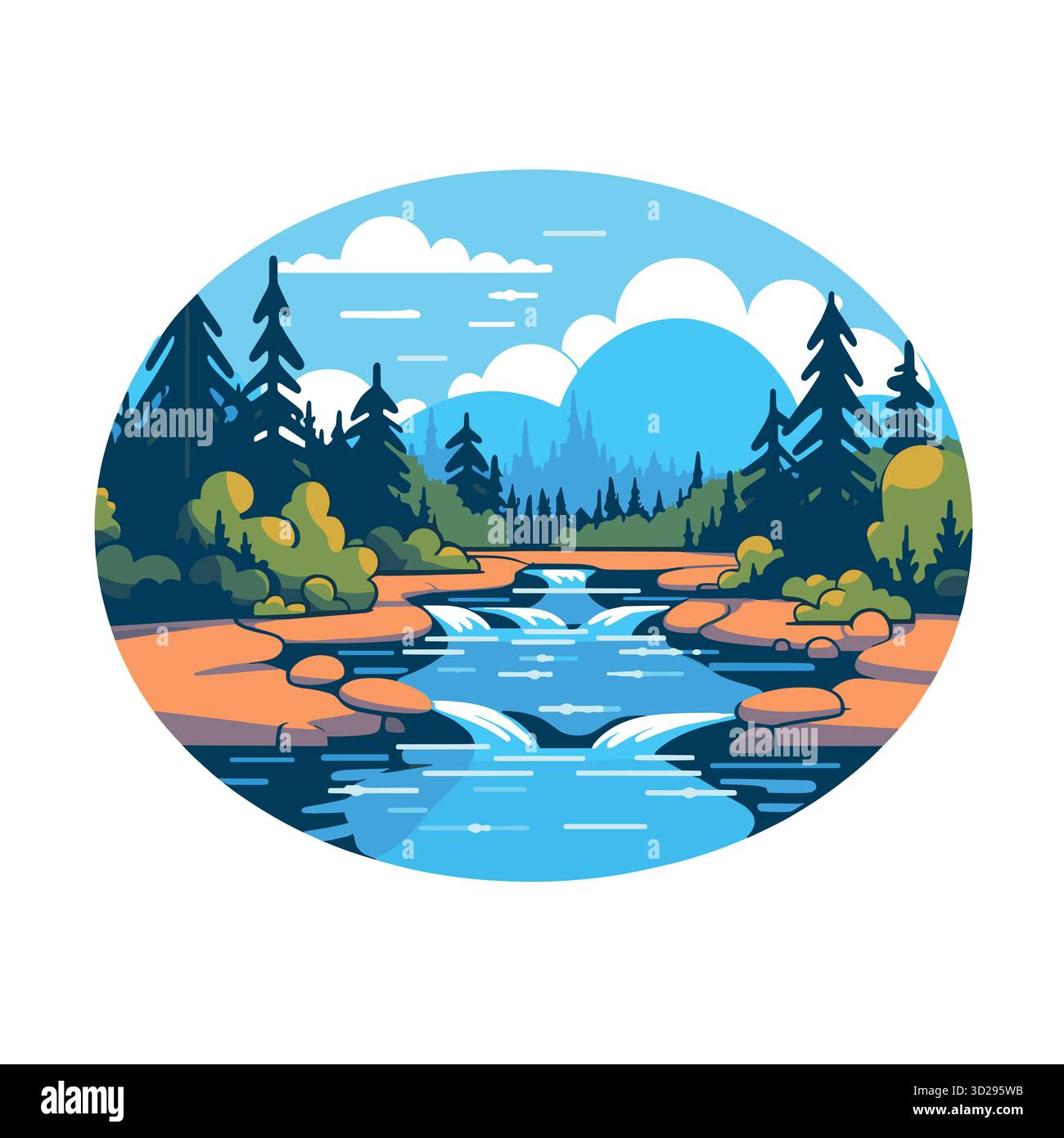 River water flows through rocks Stock Vector Images - Alamy