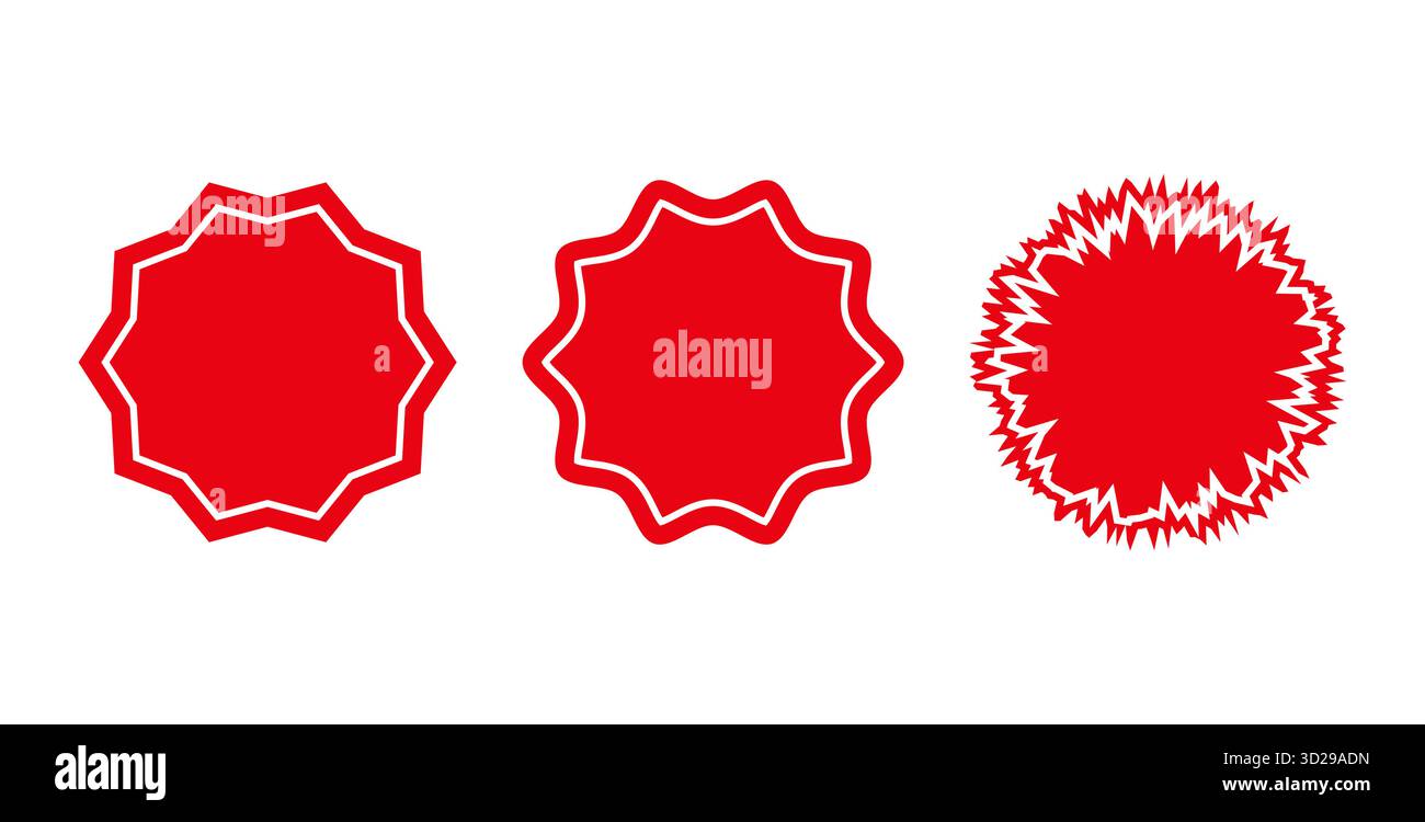 Vector set of red sunburst shape price sale tag labels perfect for ...