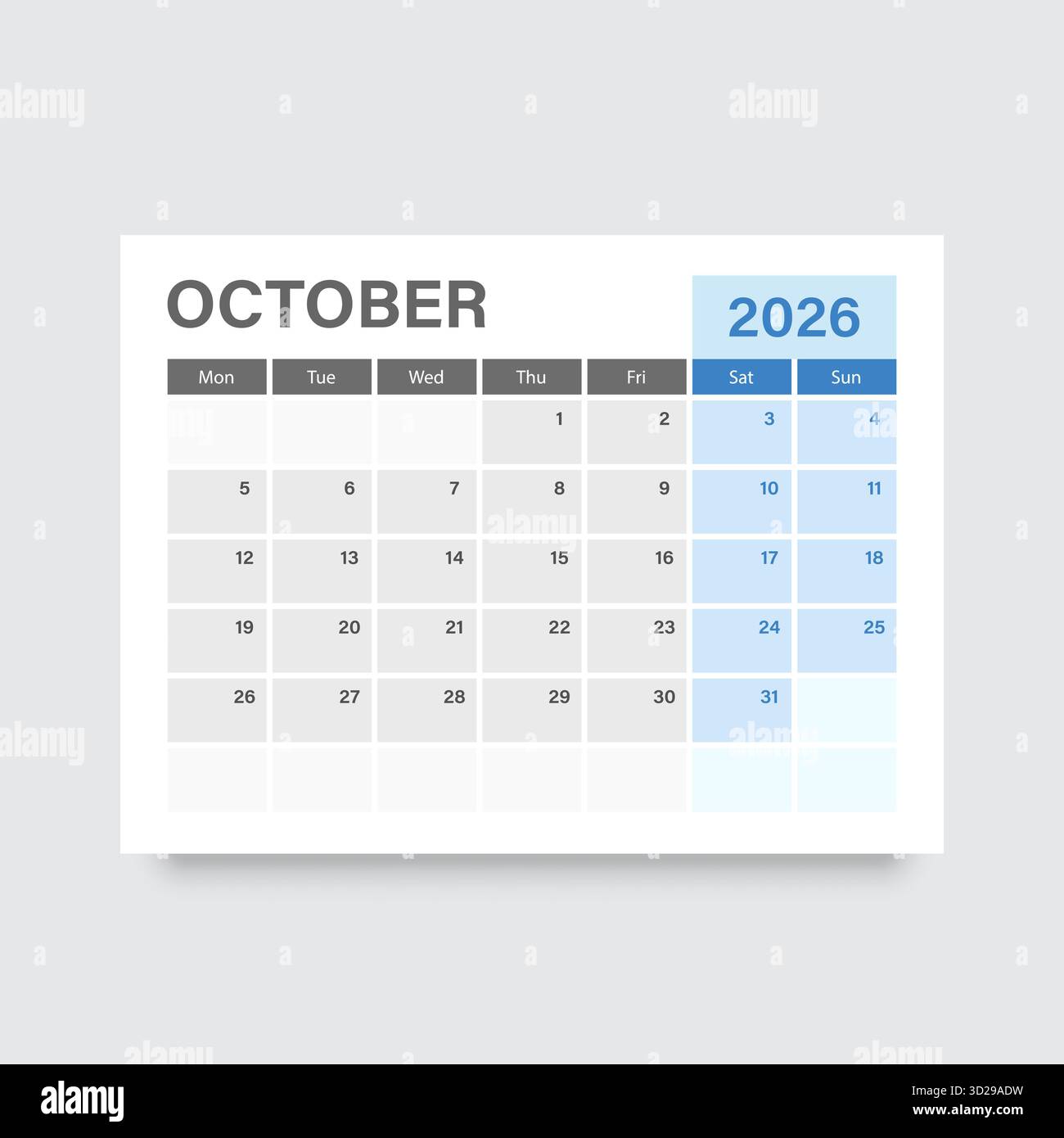 2026 october Stock Vector Images - Alamy