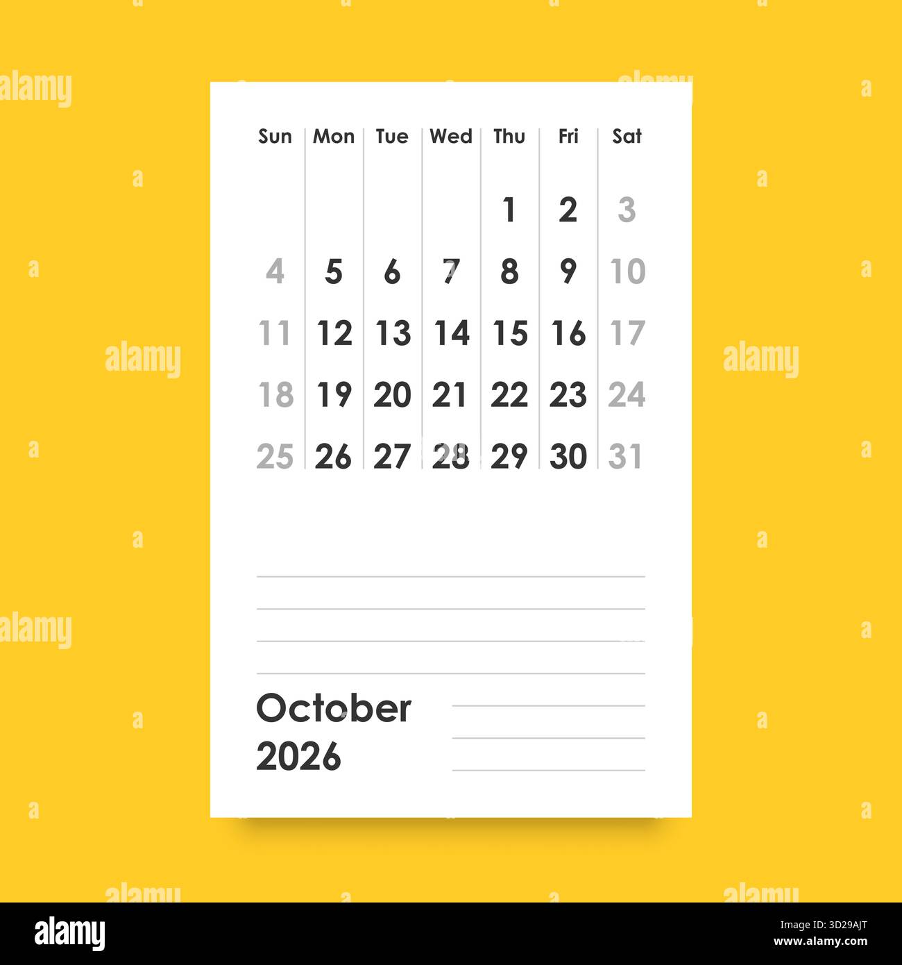 2026 october Stock Vector Images - Alamy