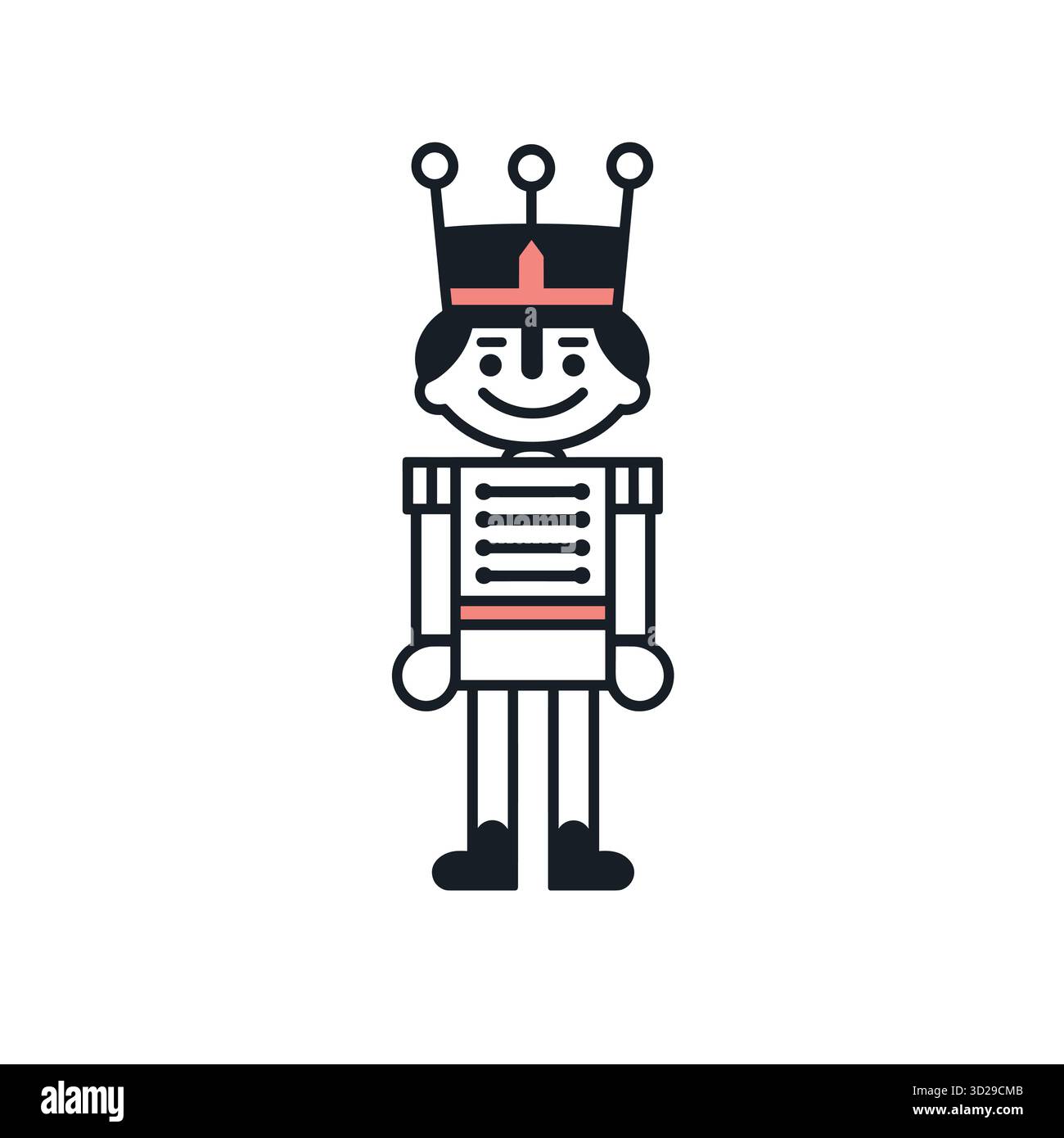 Simple line drawing of a smiling Nutcracker character wearing a crown ...