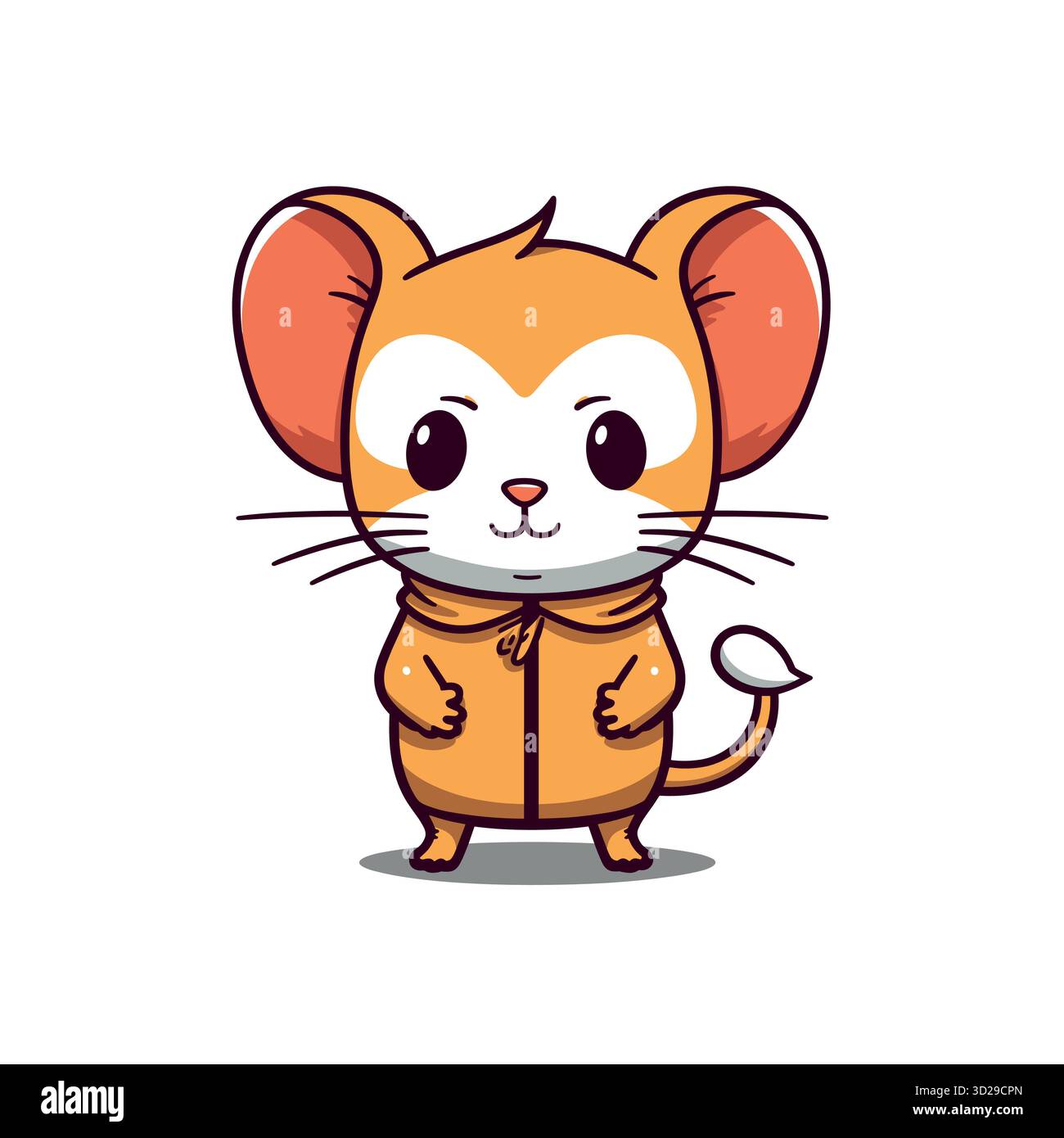 Cute orange cartoon mouse standing on a white background Stock Vector ...