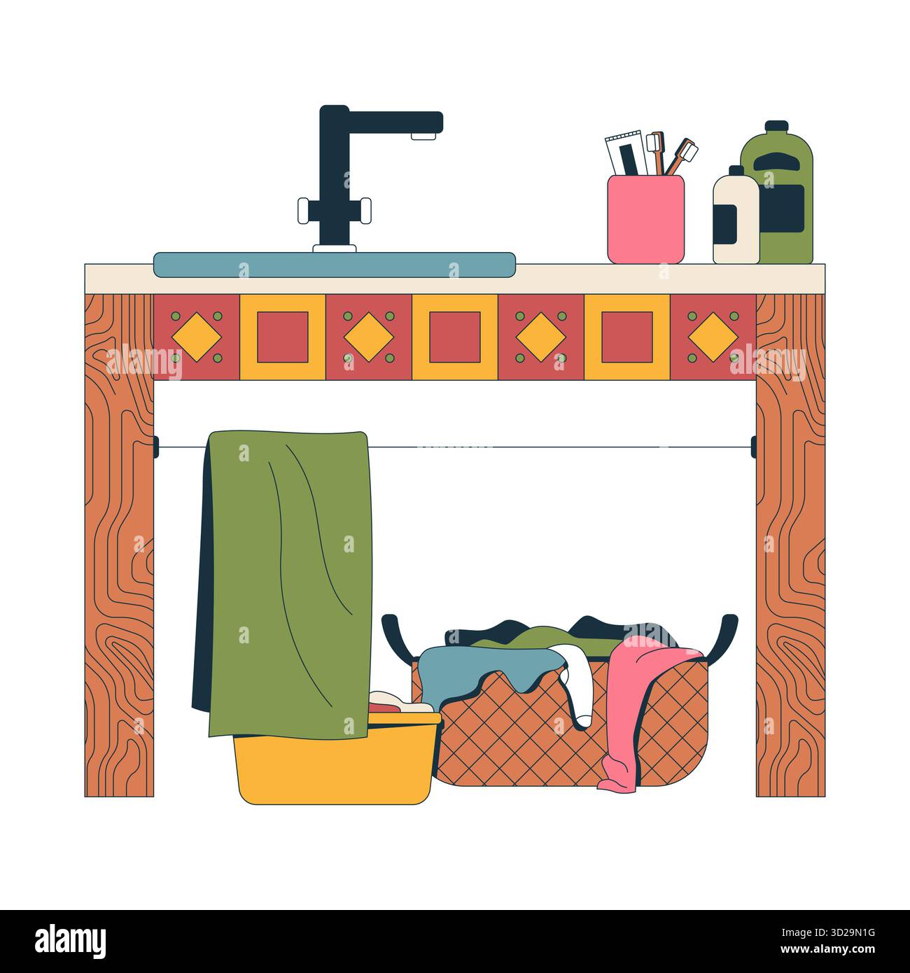 Clothes basket icon cartoon Cut Out Stock Images & Pictures - Alamy