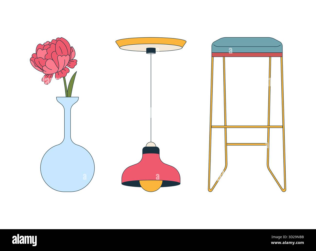 Decorative home decor items 2D cartoon objects set Stock Vector Image ...