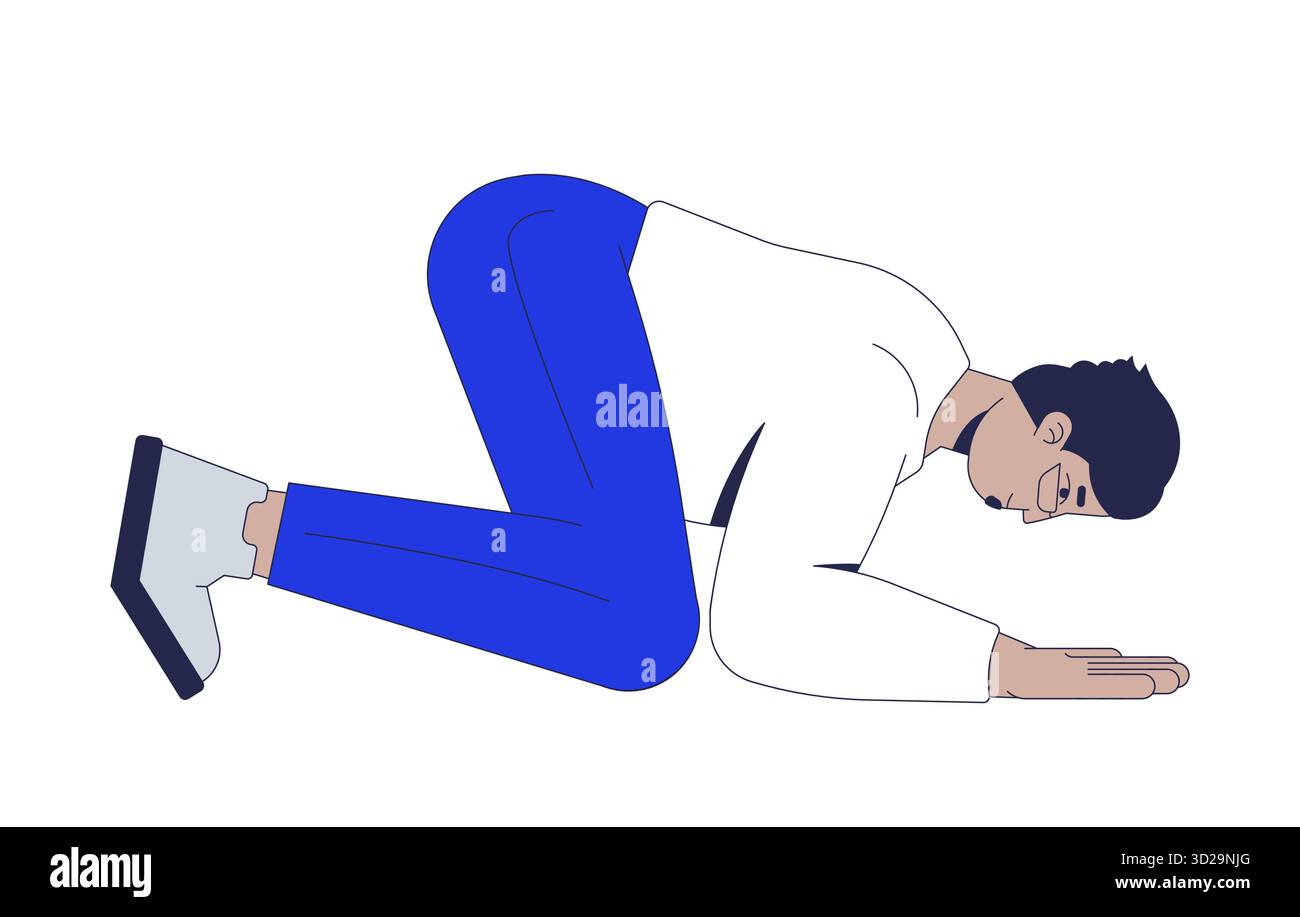 Arab man kneeling in humble bow 2D cartoon character Stock Vector Image ...