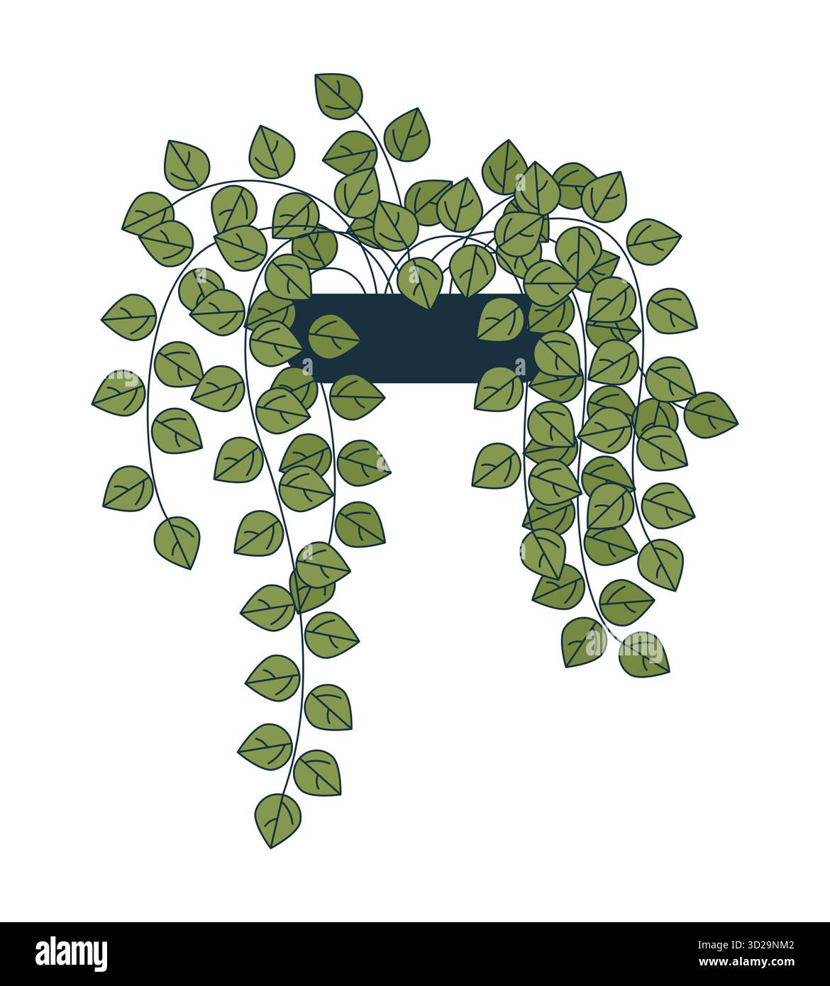Cascading pothos plant in pot 2D cartoon object Stock Vector Image ...