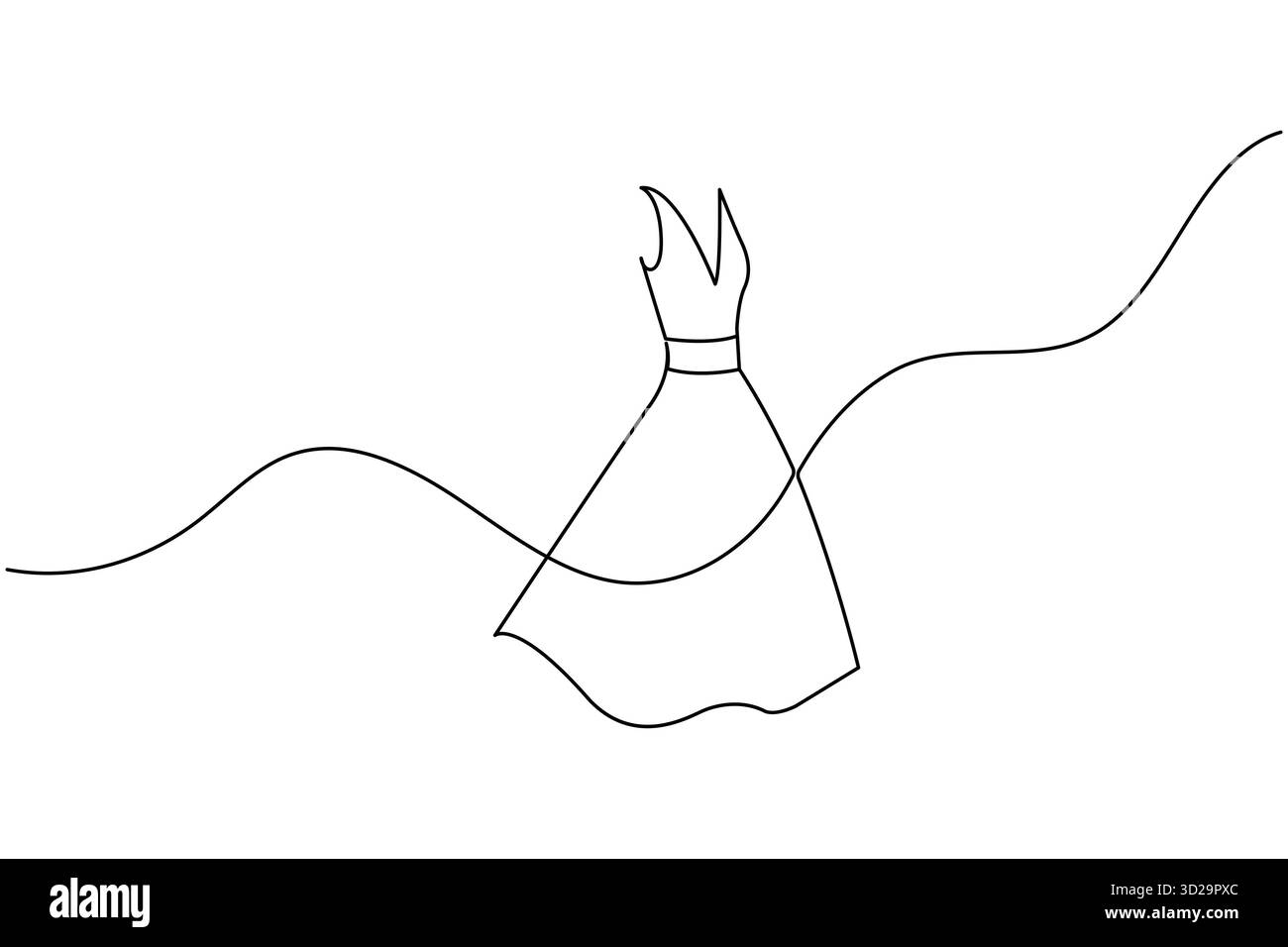 Wedding dress continuous one line art minimalist fashion illustration ...