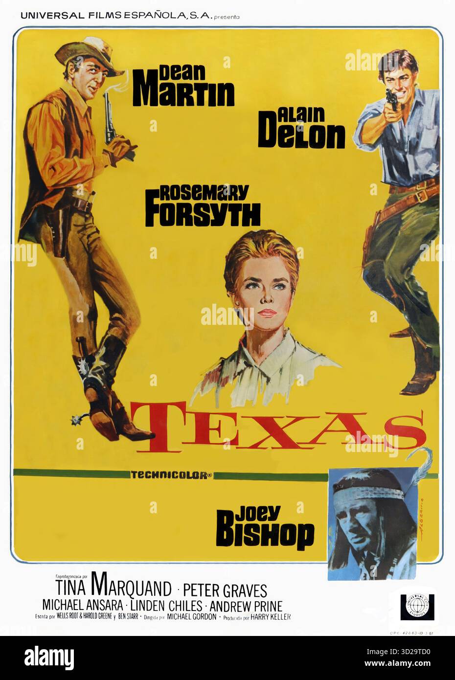 ROSEMARY FORSYTH, DEAN MARTIN and ALAIN DELON in TEXAS ACROSS THE RIVER ...