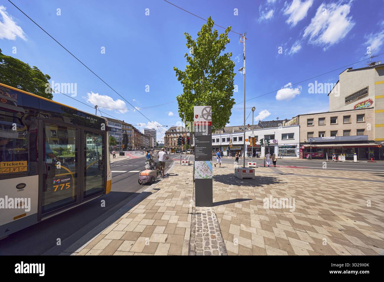 Public bus, public transport, concrete paving walkway, traffic area ...