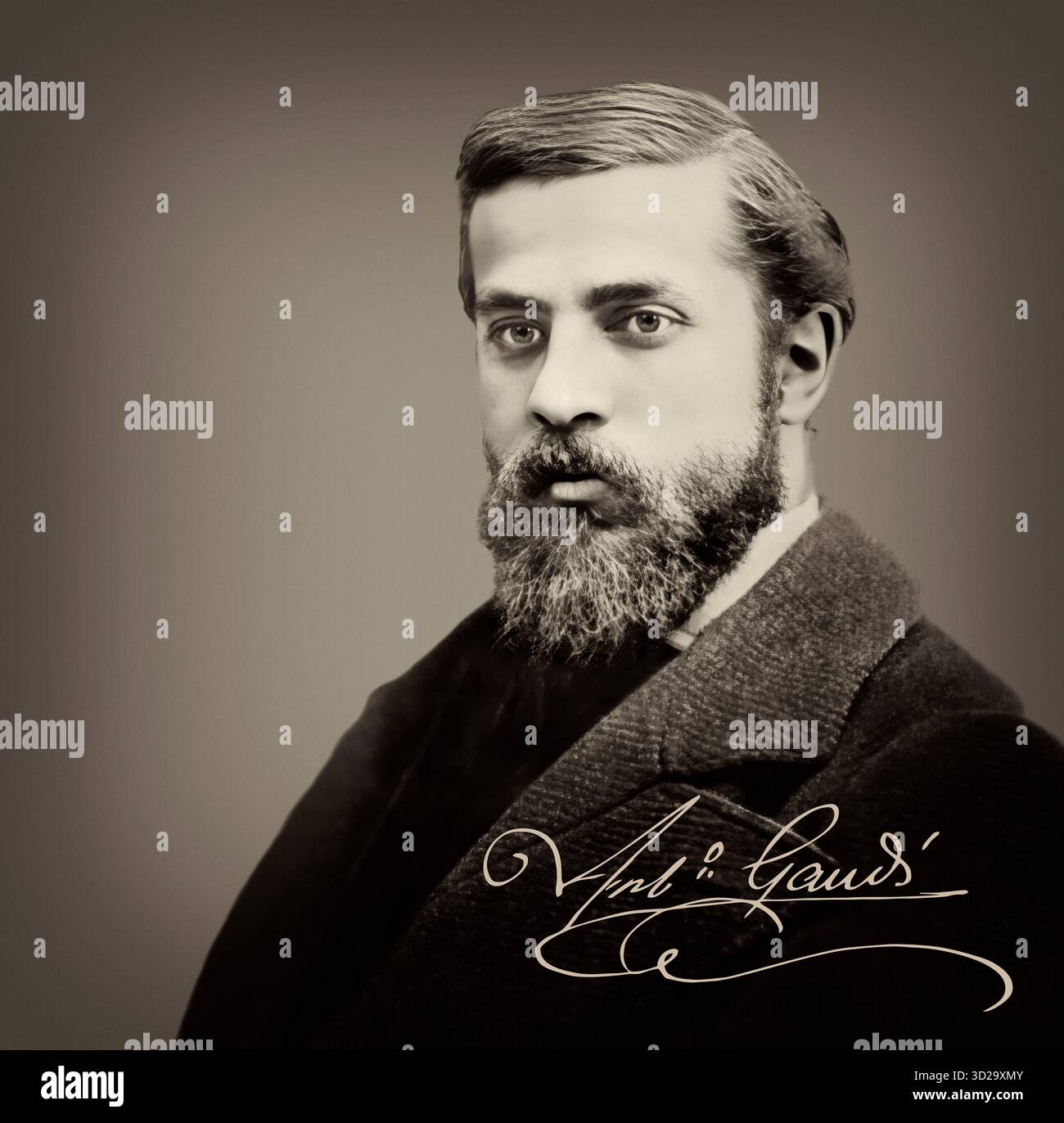 Portrait of Antoni Gaudí i Cornet, 1852 – 1926, Catalan architect and ...