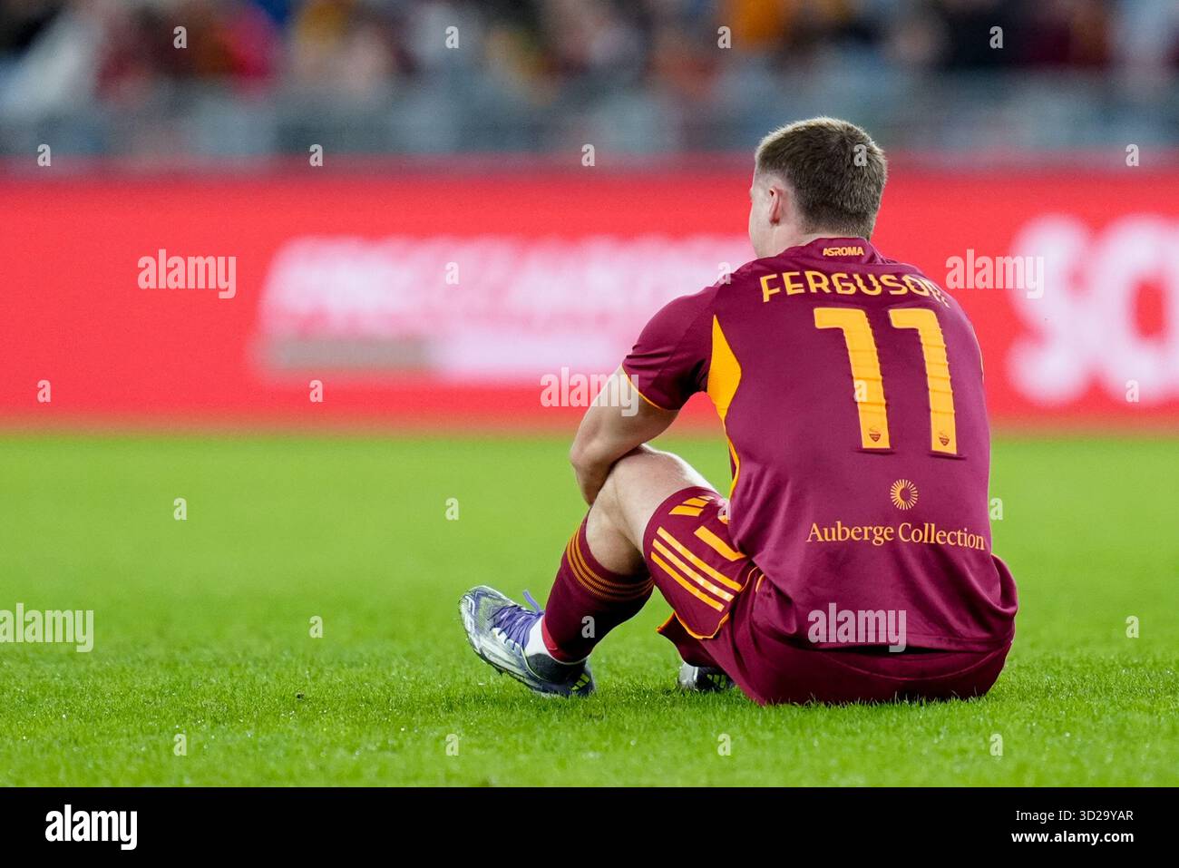 Evan Ferguson of AS Roma leaves the pitch injured during the Serie A ...