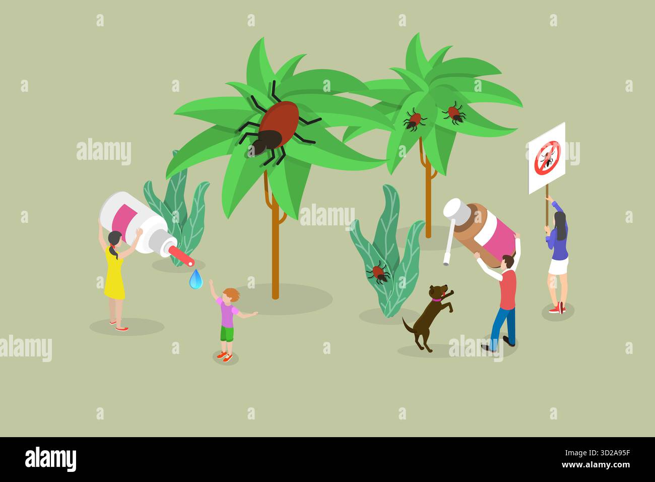 3D Isometric Flat Conceptual Illustration of Tick Bite Protection ...