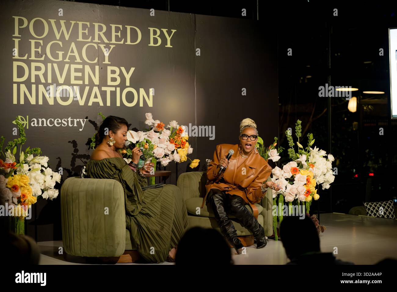 Nicks Sewell-Smith and LeToya Luckett speak onstage during the Black ...