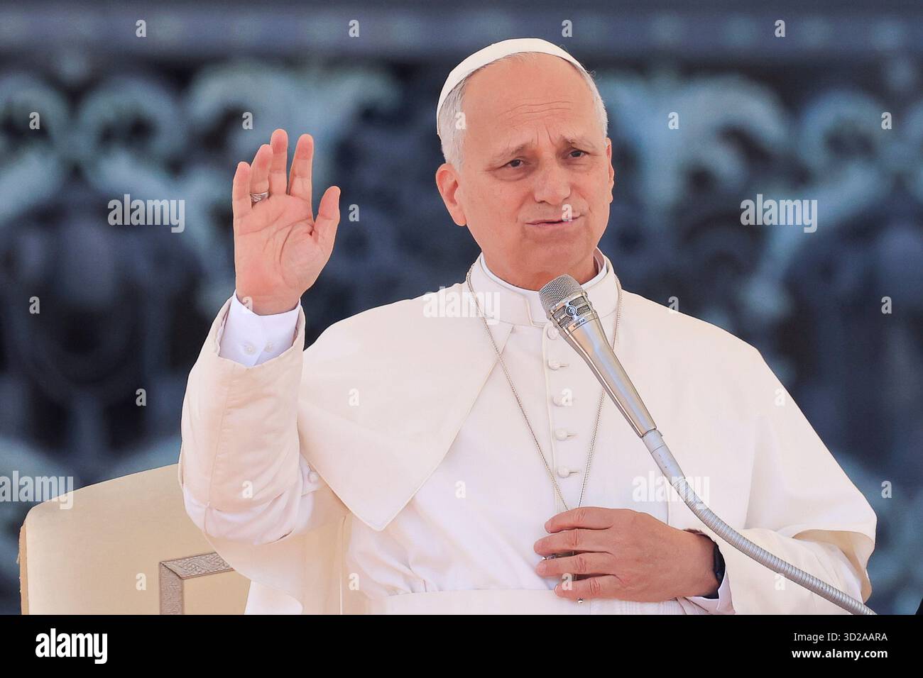 Vatican, Vatican City, 31 October, 2025. Pope Leo XIV delivers his ...