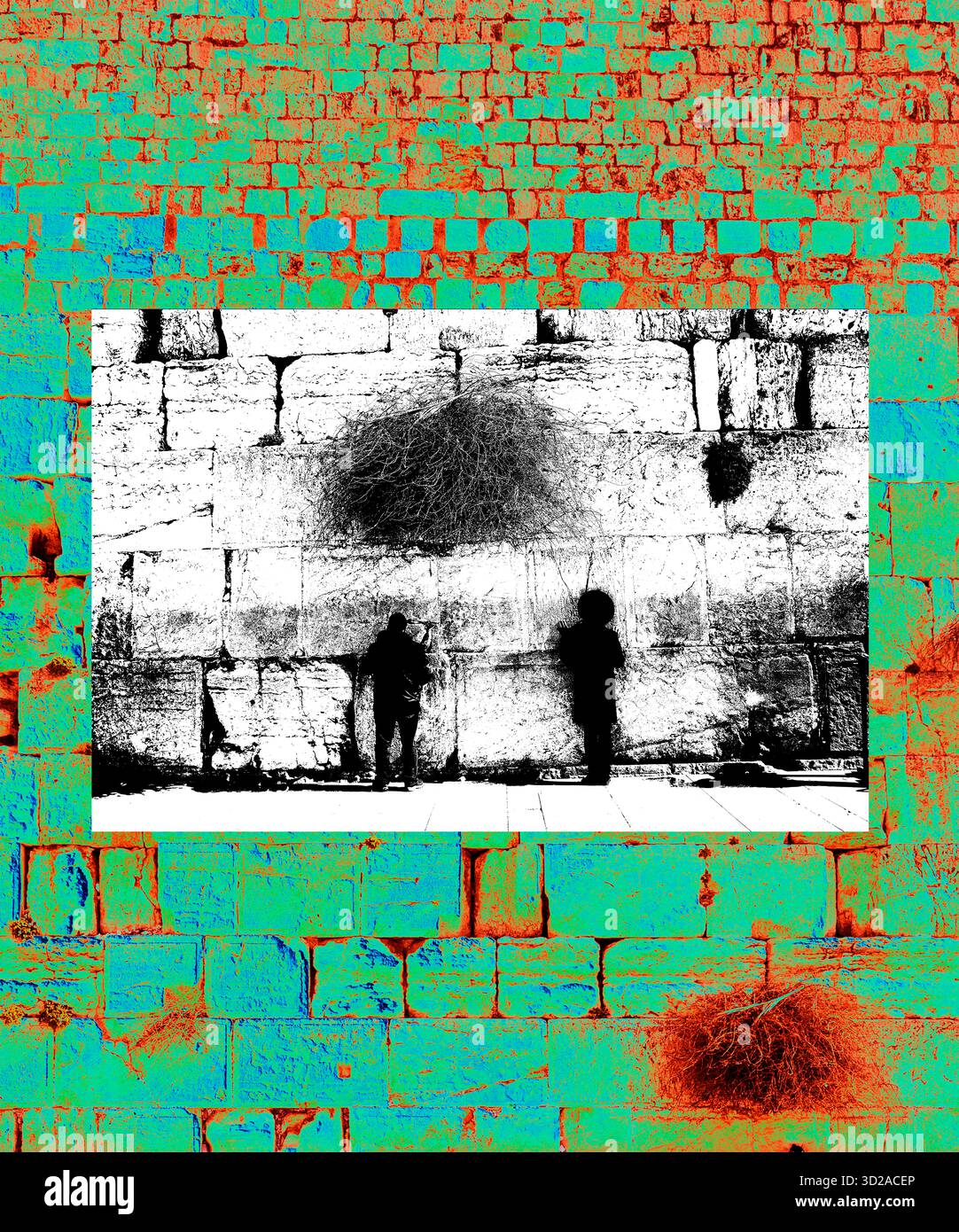 abstract art -. A Jew at the biblical Wailing Wall in Jerusalem, Israel ...
