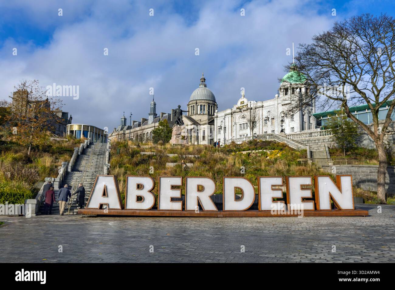 Union Terrace Gardens in Aberdeen city, Scotland, showing the Aberdeen ...